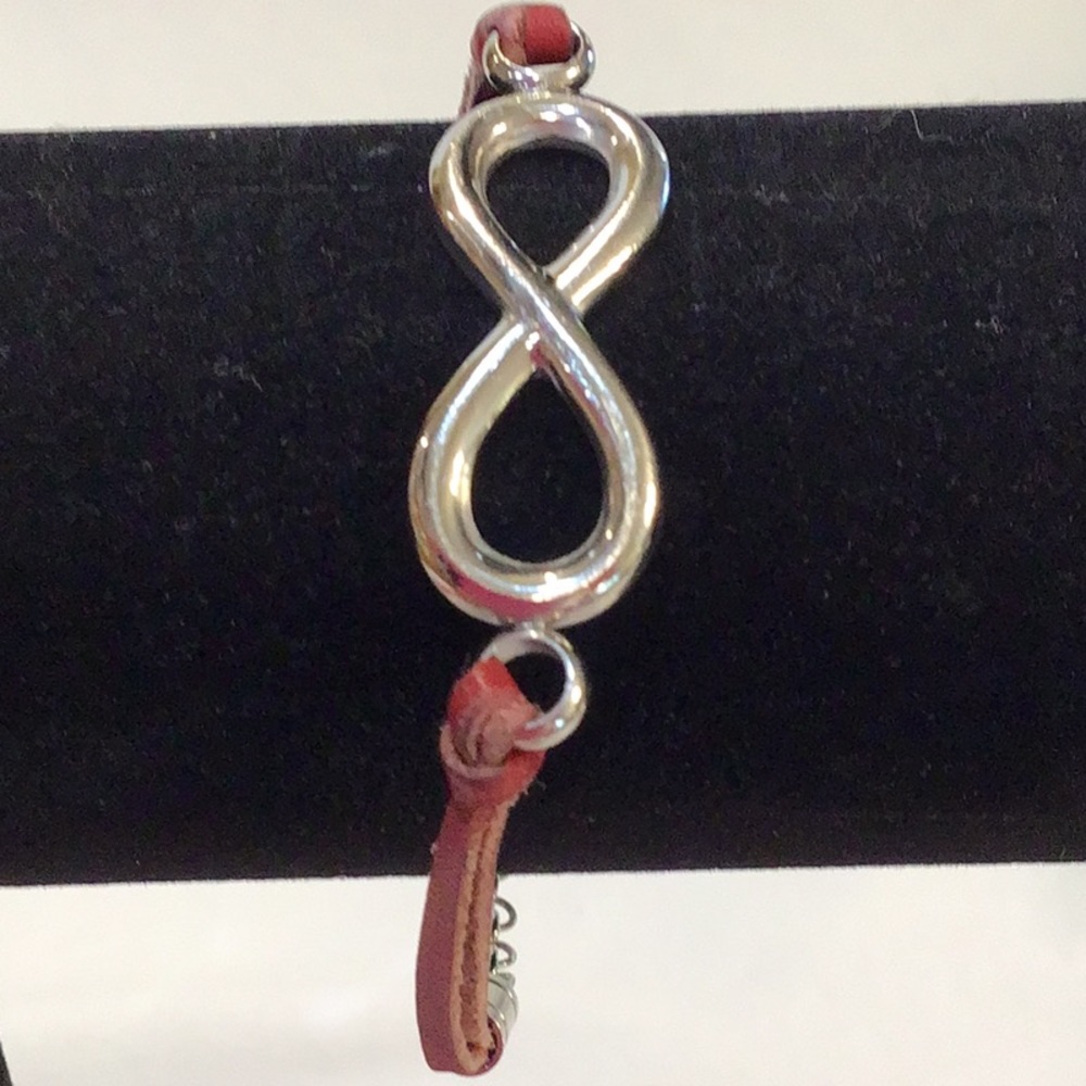 Infinity Symbol Bracelet In Stainless Steel & Leather - Gem